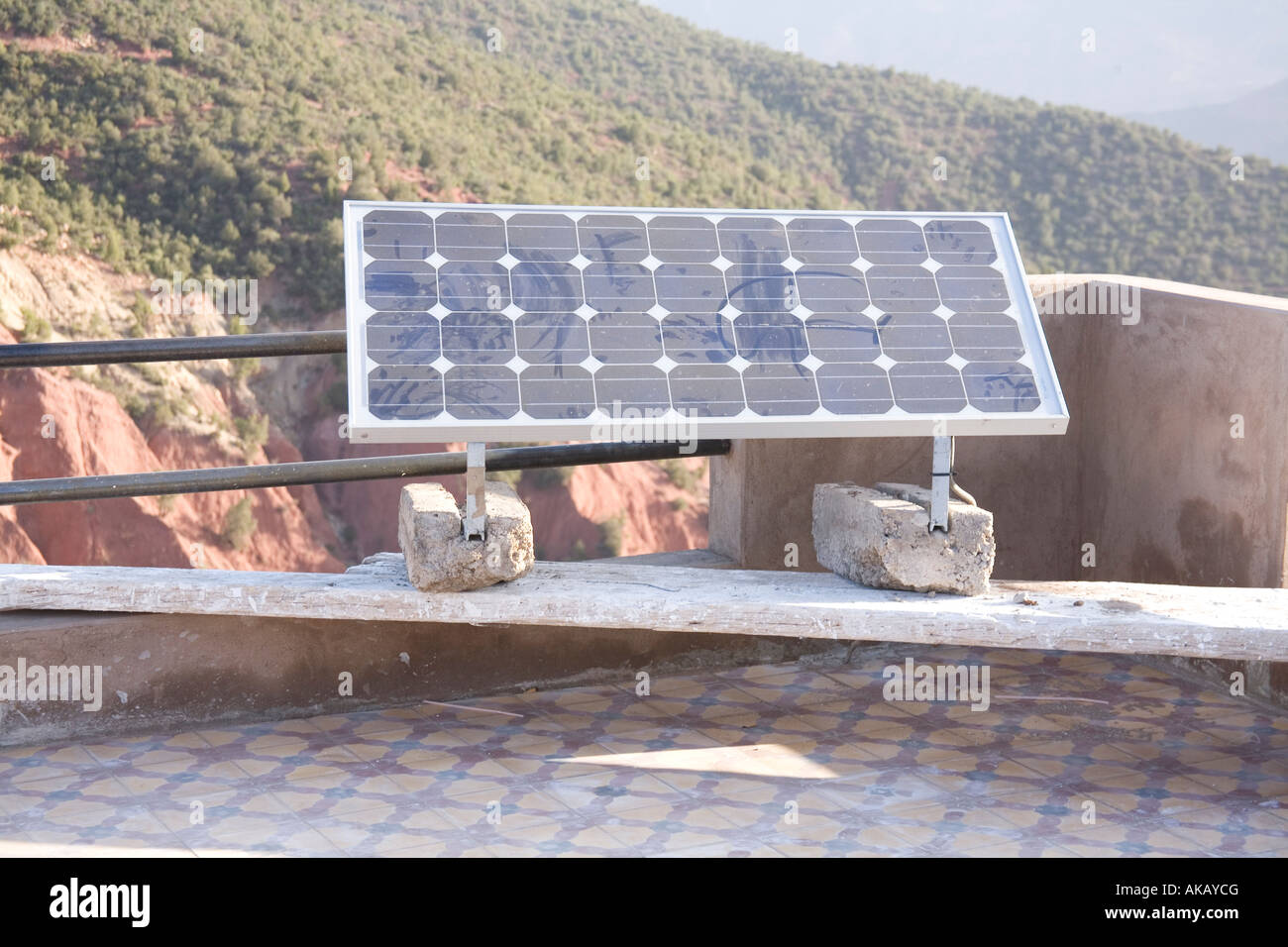 Solar panel providing electricity to a remote house in the Atlas ...