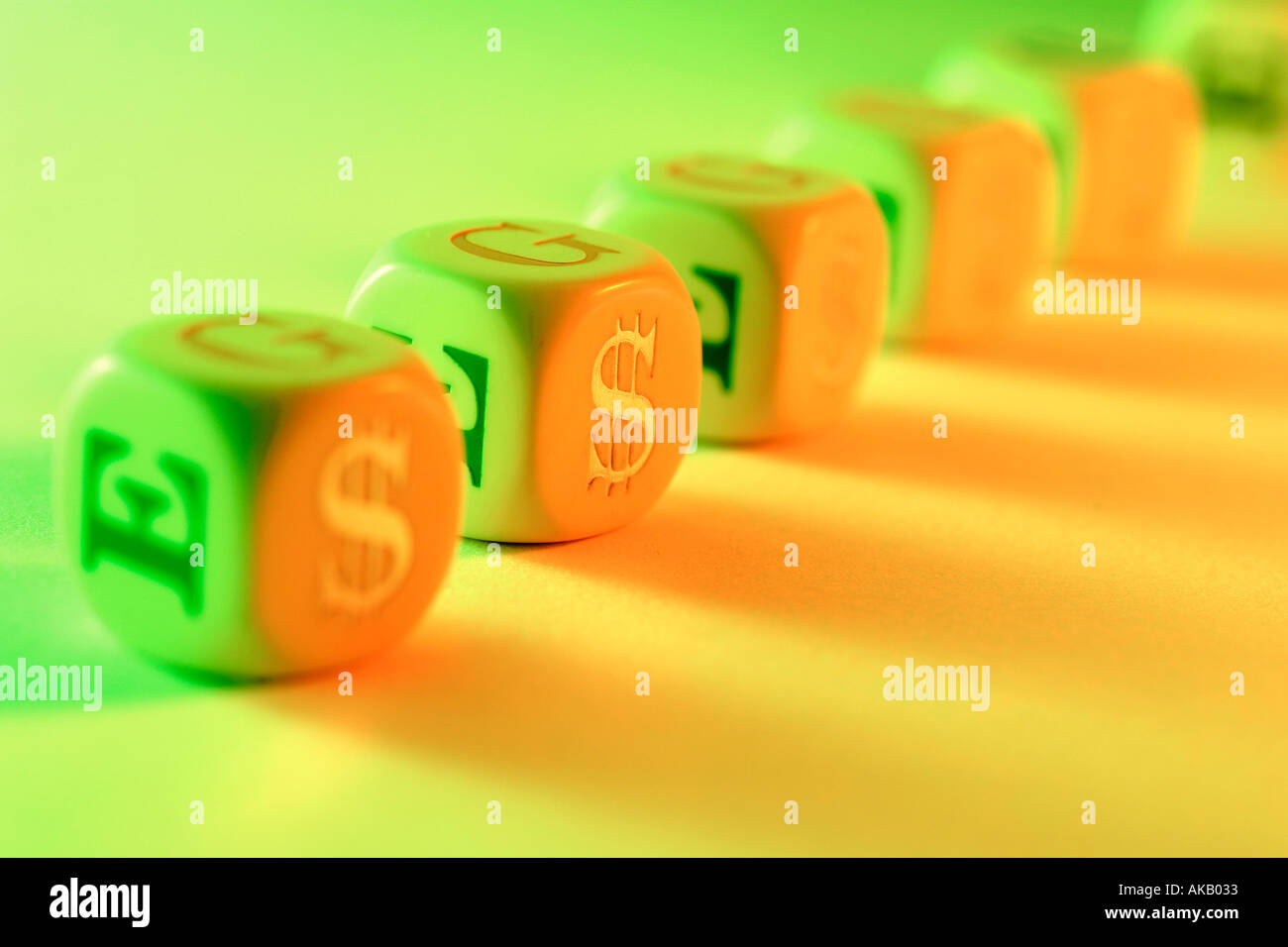 Dollar Sign Dice in a Row Stock Photo - Alamy