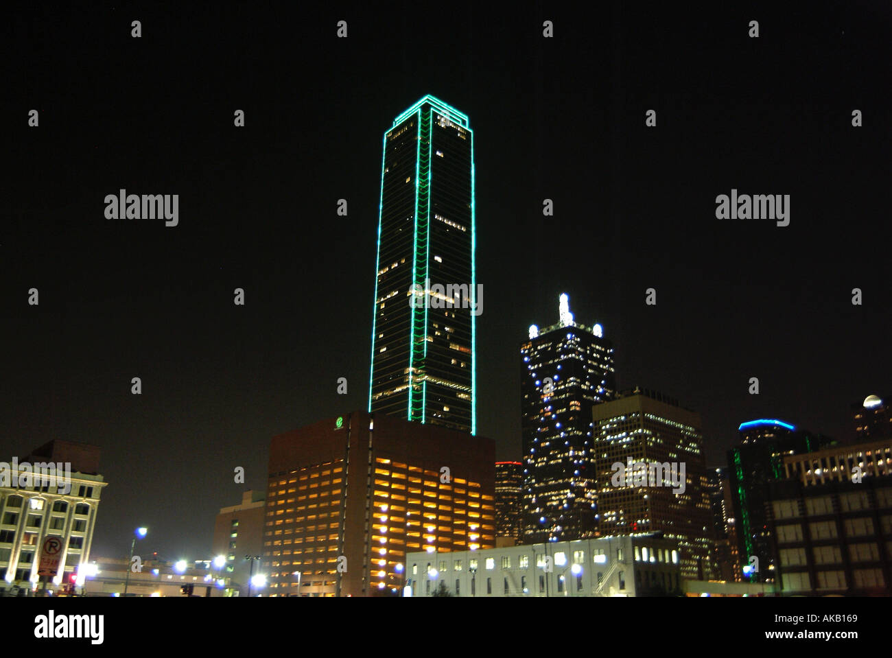 Downtown of Dallas by night Stock Photo - Alamy