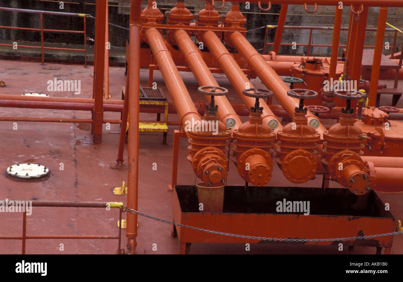Red Pipes on Ship 1 Stock Photo - Alamy