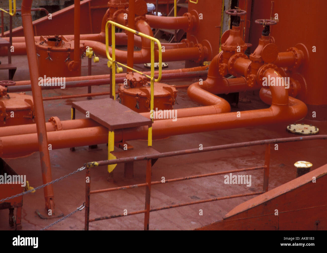 Red Pipes on Ship 3 Stock Photo - Alamy