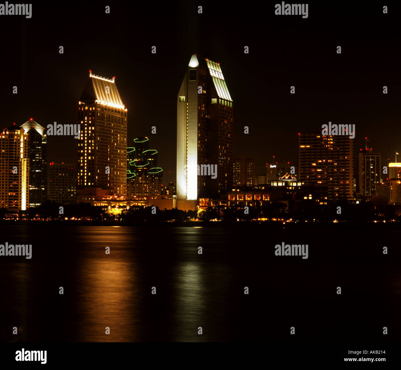 San Diego Skyline at night from Coronado Island Stock Photo - Alamy
