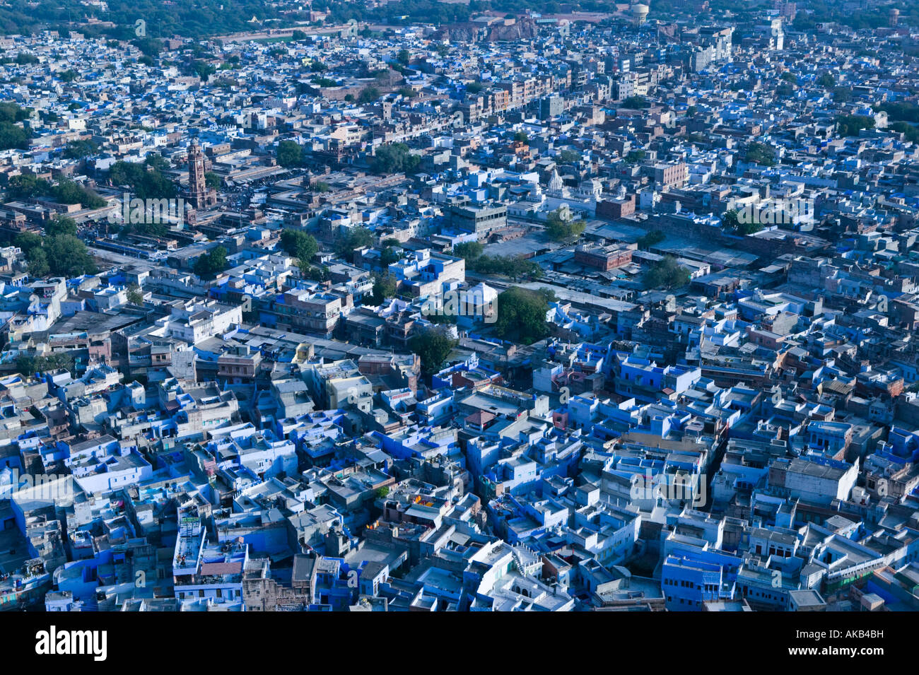 India, Rajasthan, Jodhpur, 'Blue City' of Jodhpur seen from Meherangarh ...