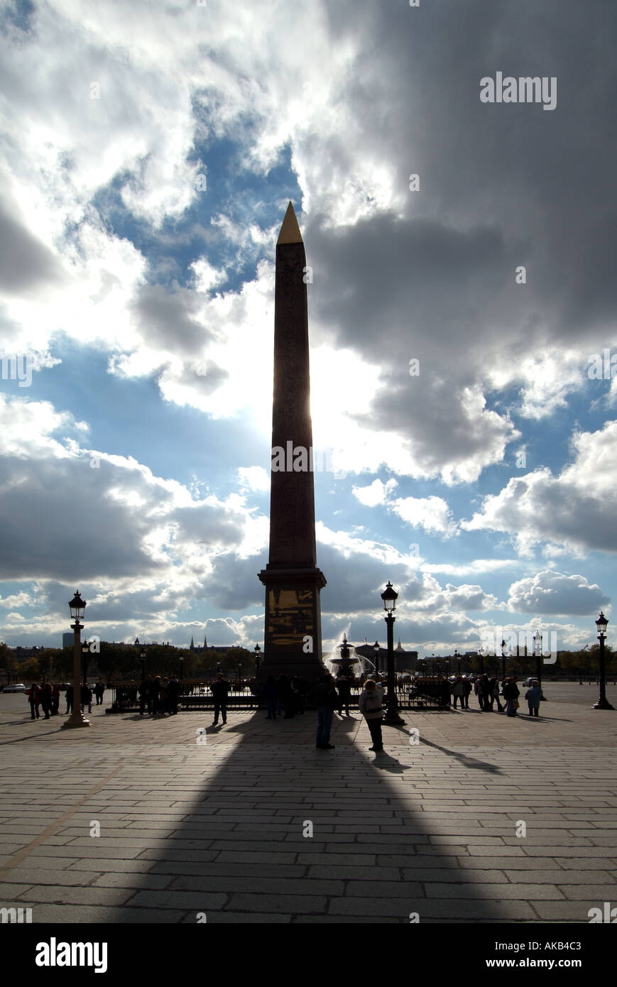 Paris Place de la Concorde the Obelisk lined up to be in front of sun ...