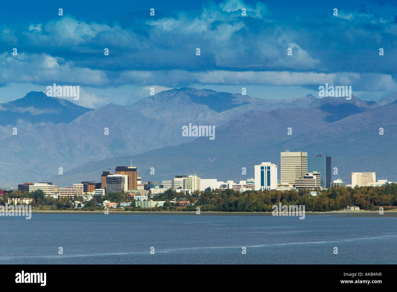 USA, Alaska, ANCHORAGE, Anchorage Skyline / Daytme from Point Woronzoff ...