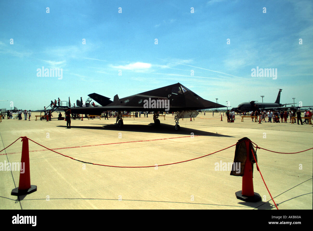 A state of the art F-117 military fighter aircraft sits as a ...