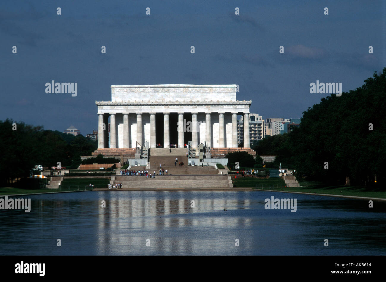 Rising above a cool blue reflection pond an architecturally designed ...