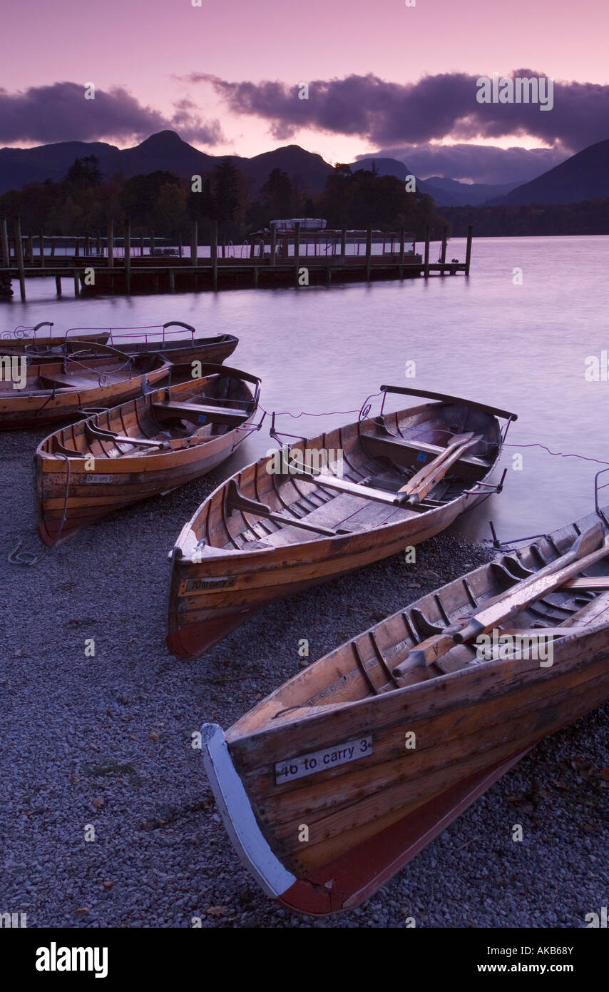 Rowing Boats, Derwent Water, Lake District, Cumbria, England Stock ...