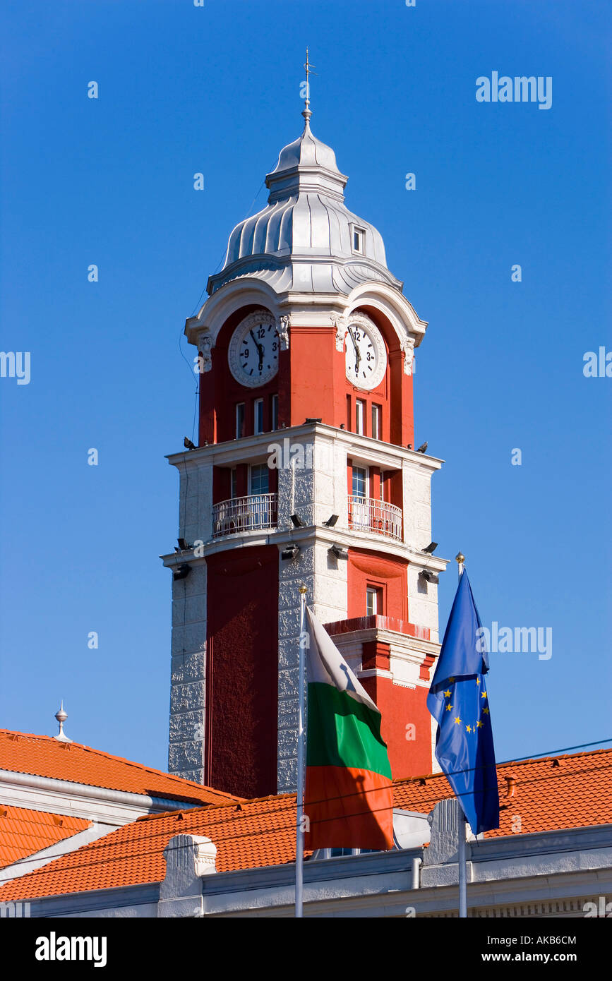 Bulgaria, Black Sea Coast, Varna, Clock Tower outside Central Train ...