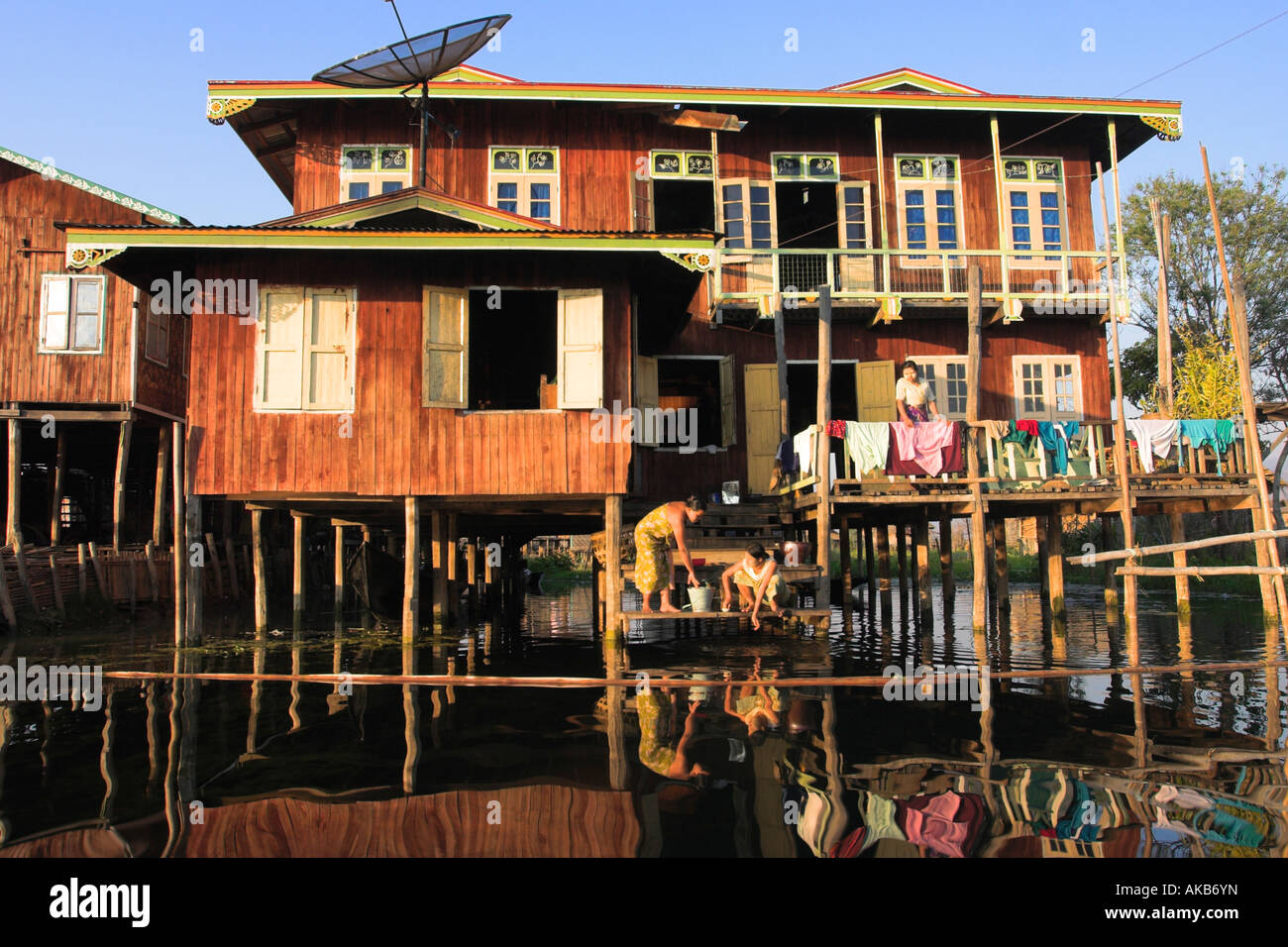 Myanmar (Burma), Shan State, Inle Lake, houses on stilts in floating ...