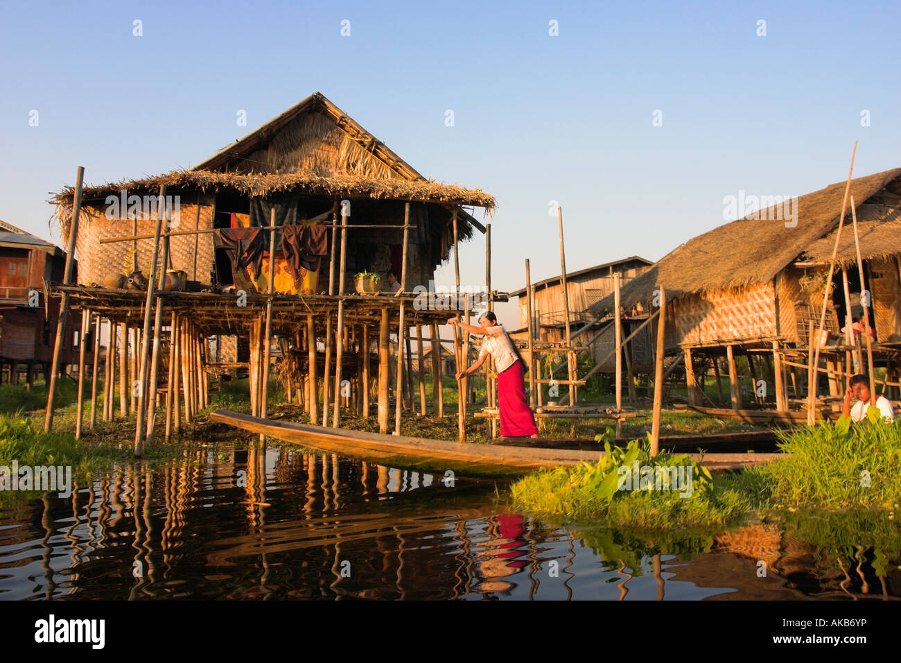 Myanmar (Burma), Shan State, Inle Lake, houses on stilts in floating ...