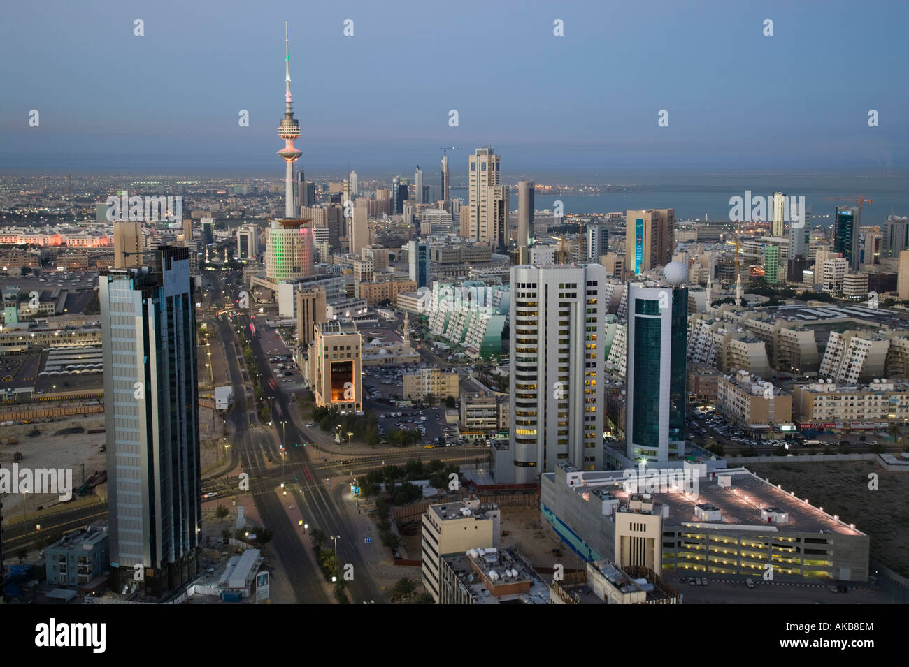 Kuwait, Kuwait City, Aerial over Hilalli Street towards Liberation ...