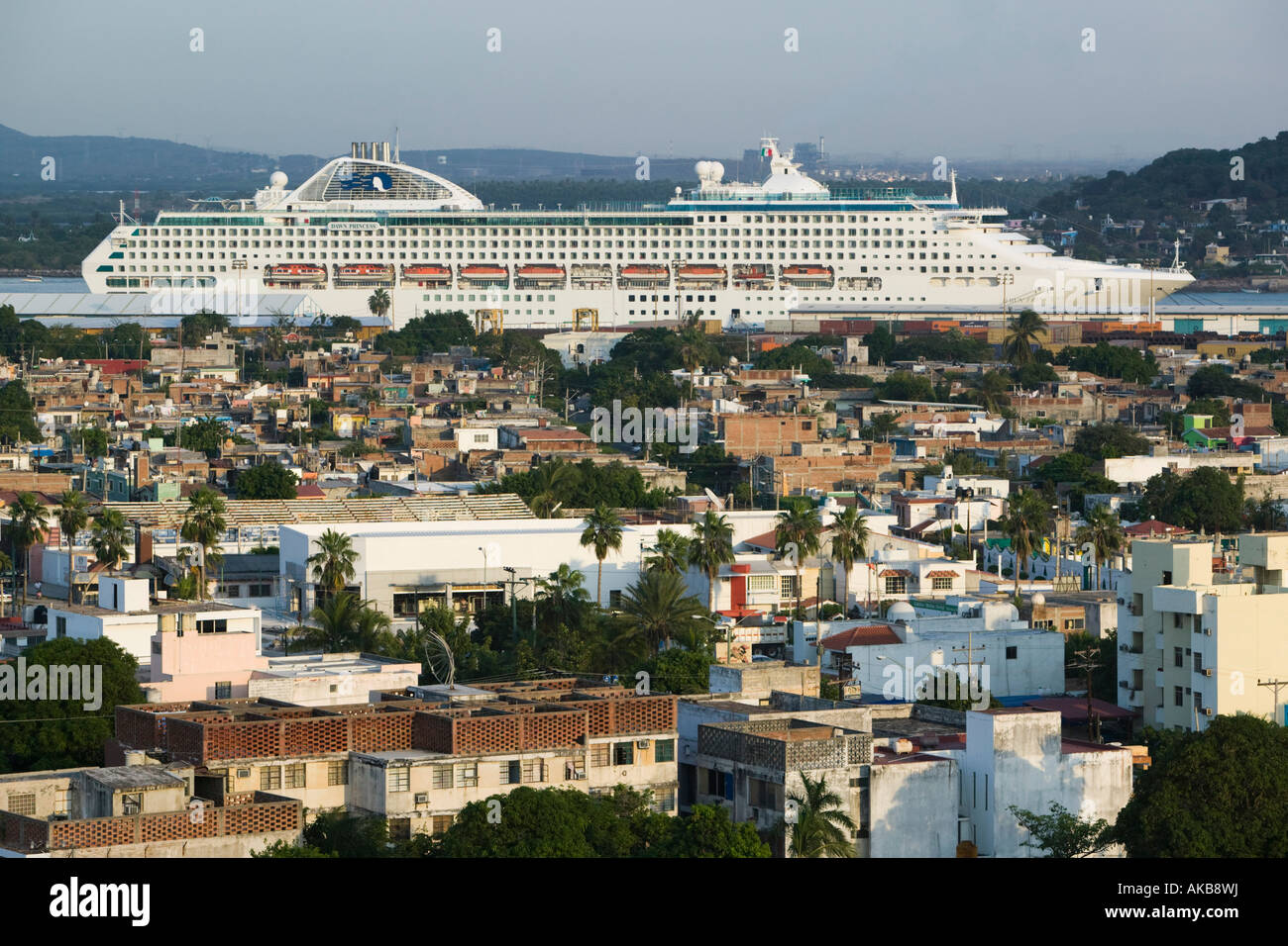 Mexico, Sinaloa State, Mazatlan, City View with Cruiseship, Late ...