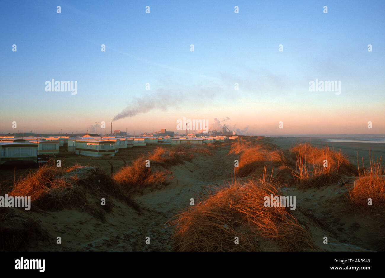 Redcar Beach Steelworks Stock Photo - Alamy