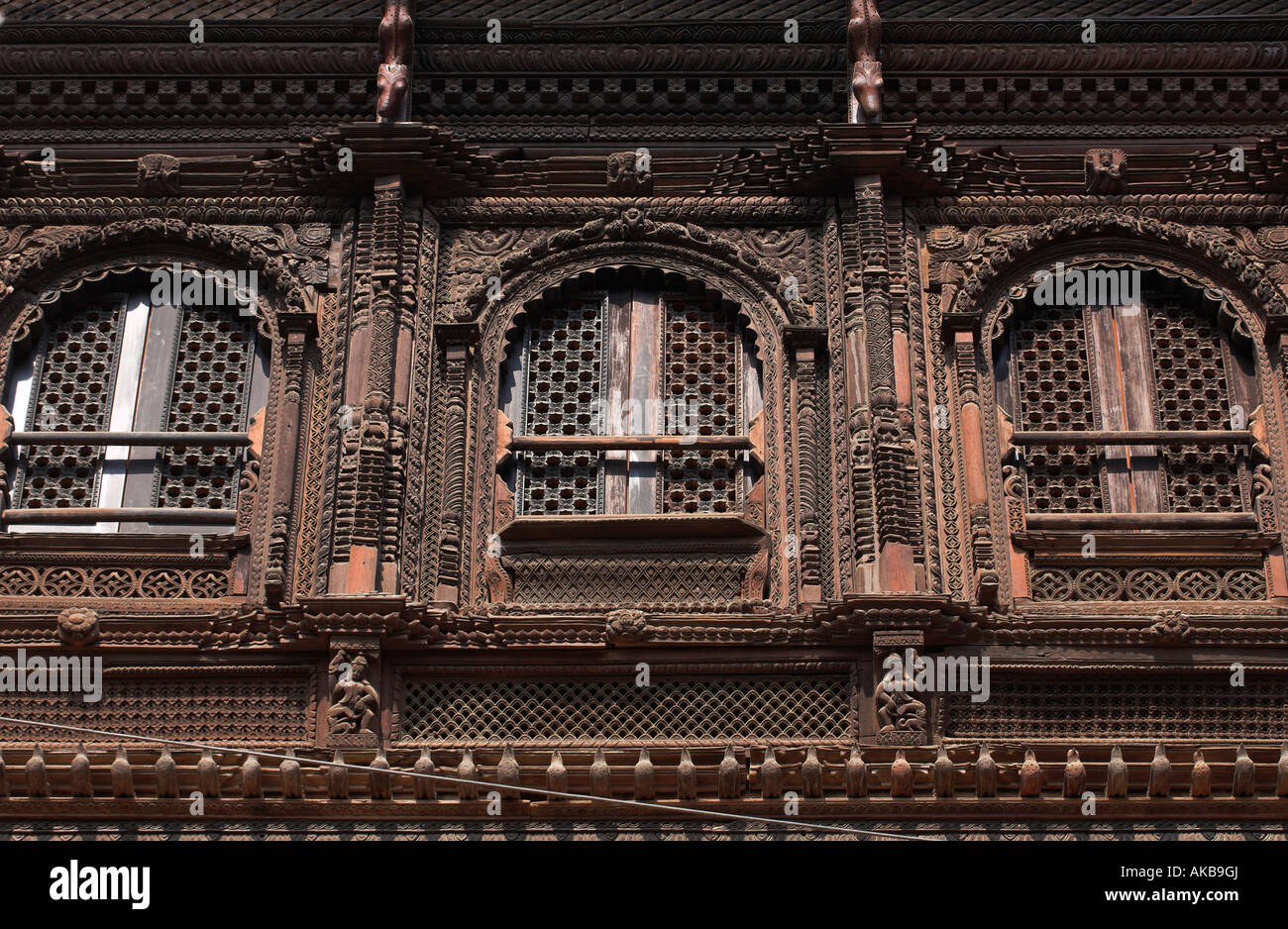 Nepal, Bagmati, Patan, Carved wooden windows Stock Photo - Alamy
