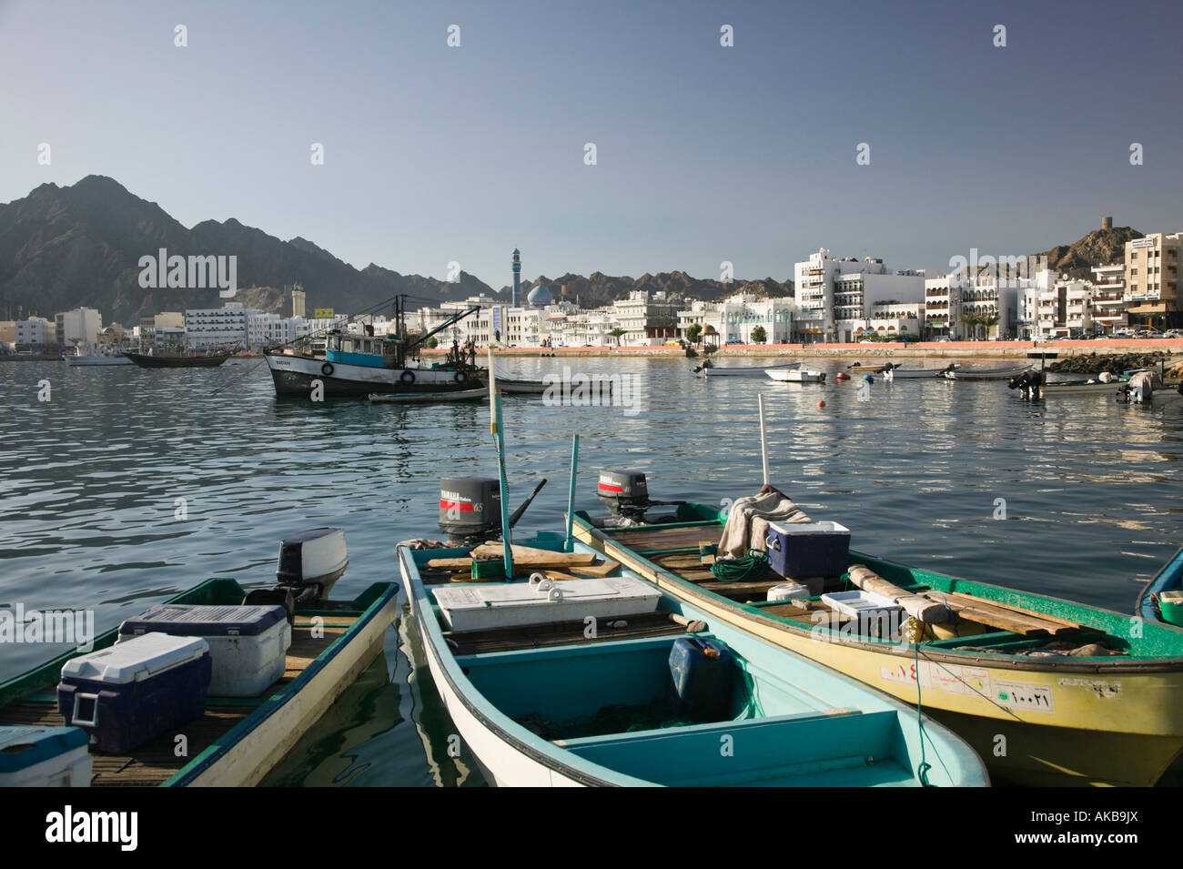 Oman, Muscat, Mutrah, Mutrah Corniche View from Fish Market Stock Photo ...