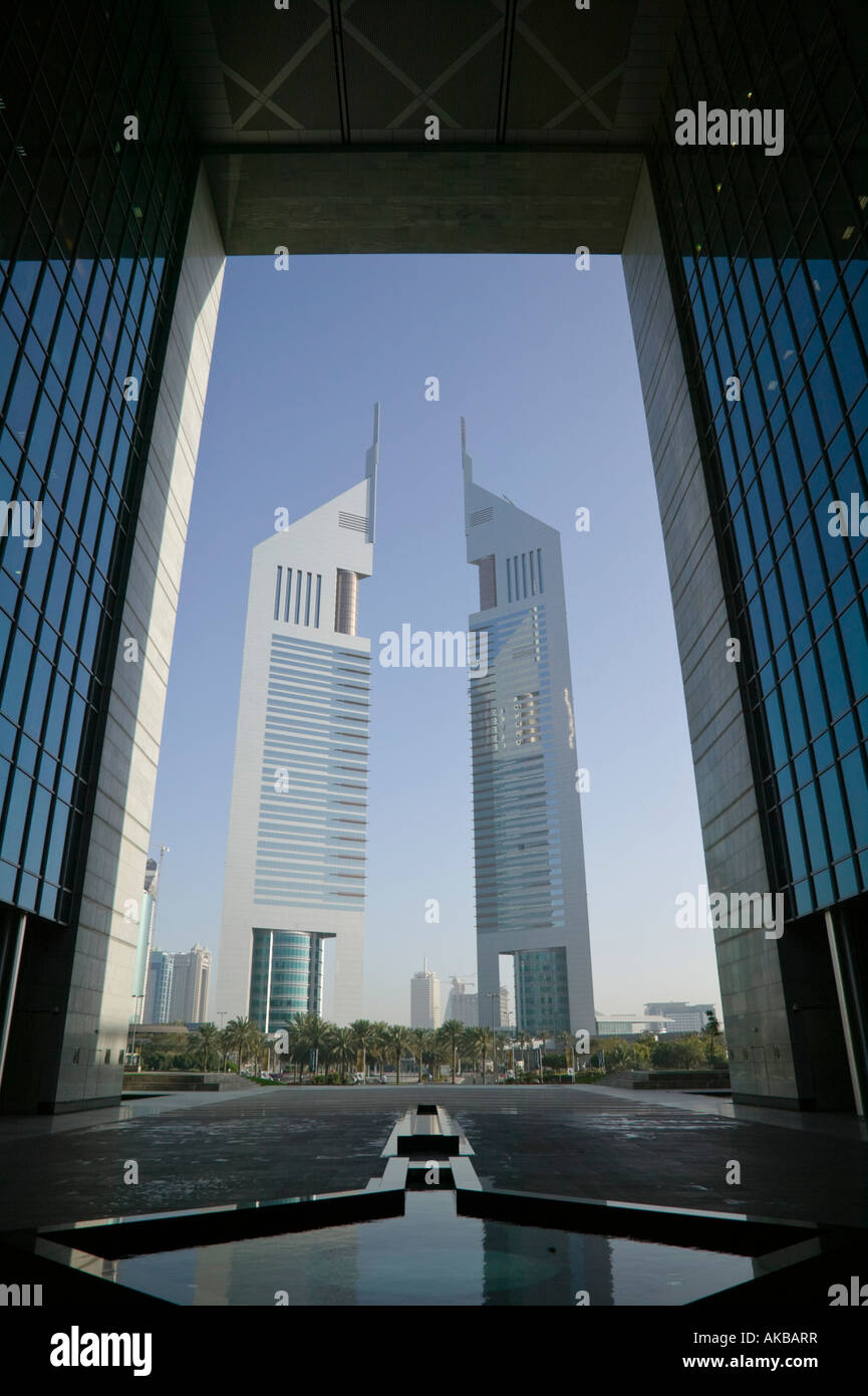 UAE, Dubai, Sheikh Zayed Road Area, Emirates Towers through Dubai ...