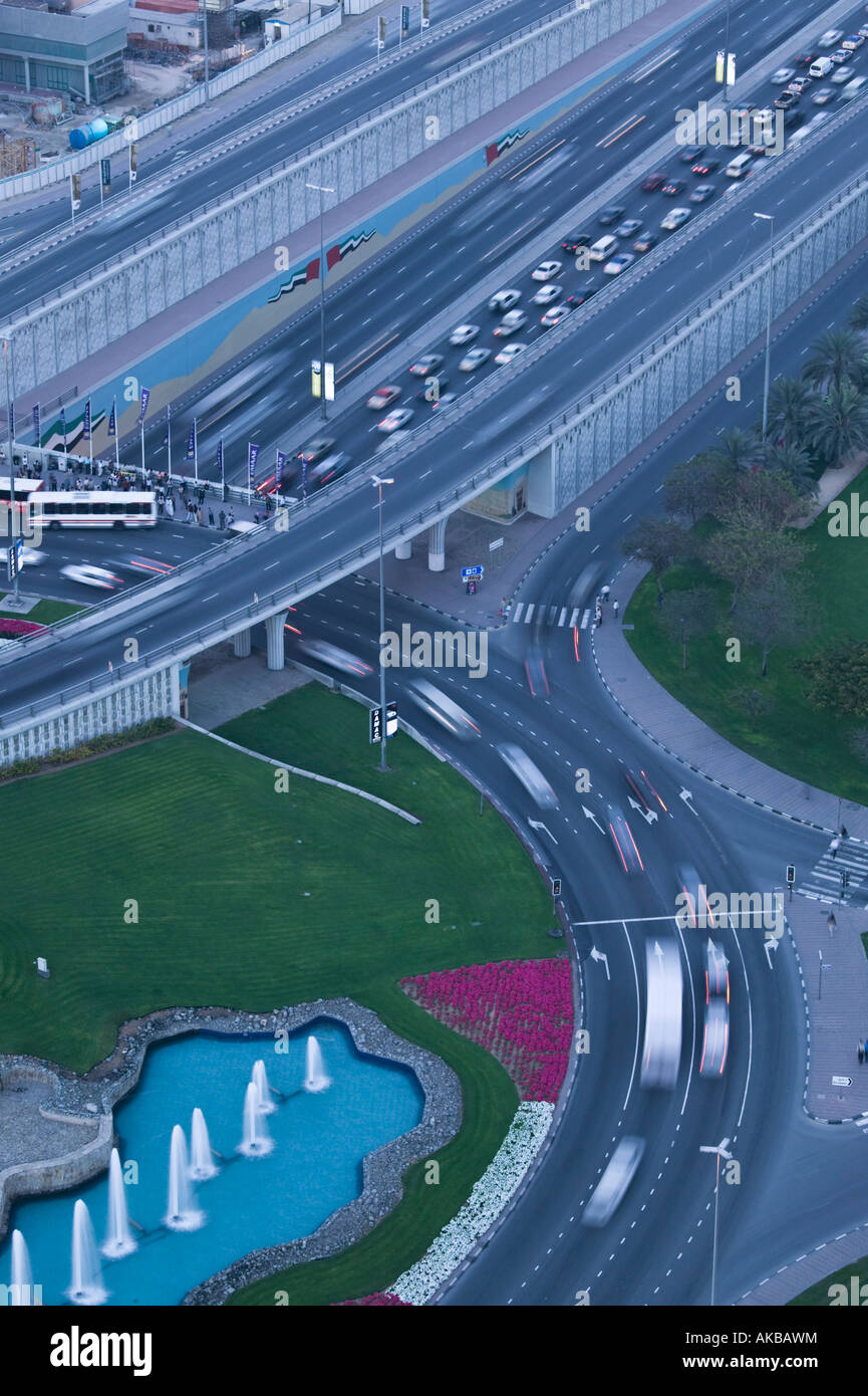 UAE, Dubai, Sheik Zayed Road Area, Za'Abeel Roundabout Stock Photo - Alamy