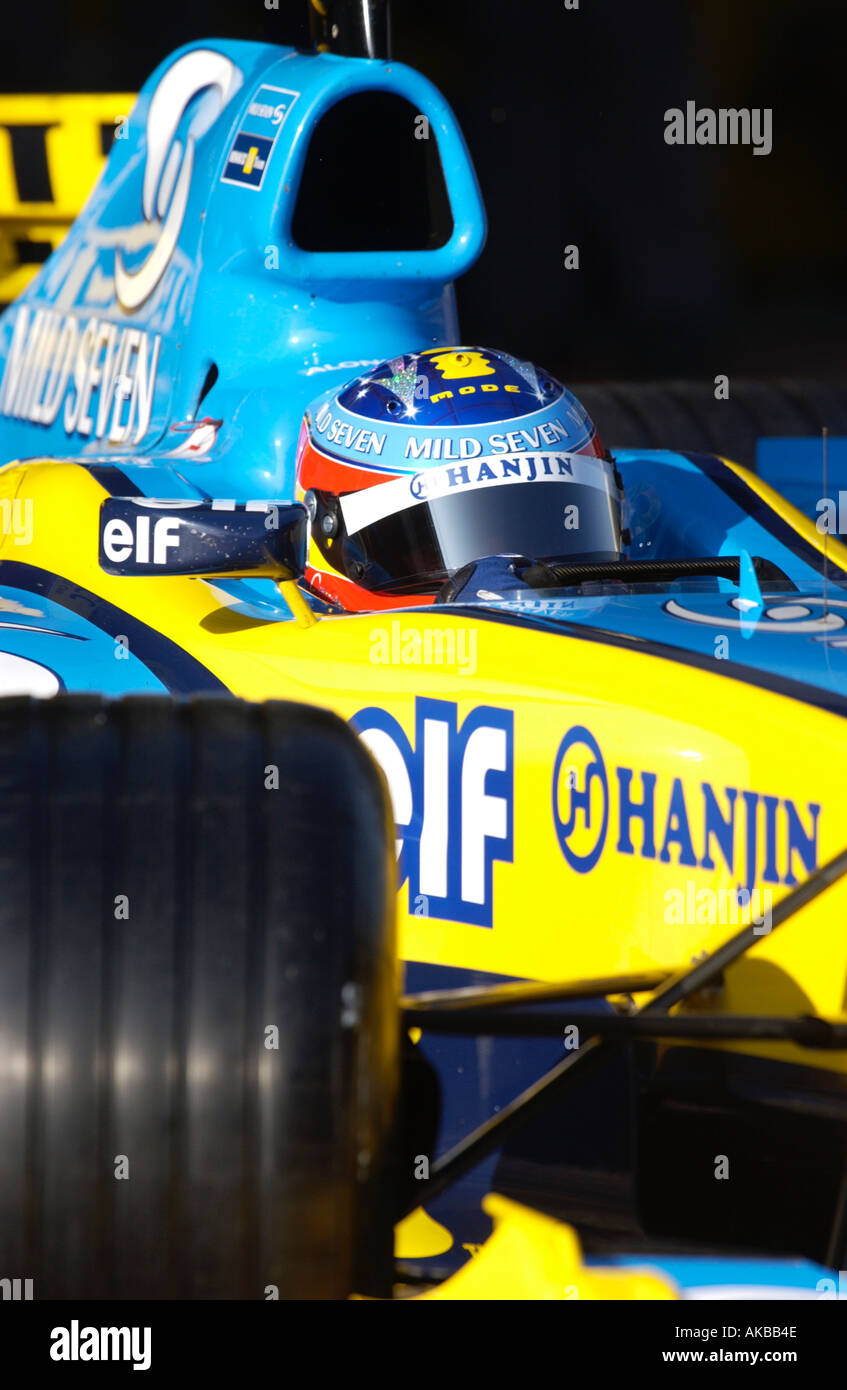 Driver Fernando Alonso from Spain in his racing car at the Circuit de ...