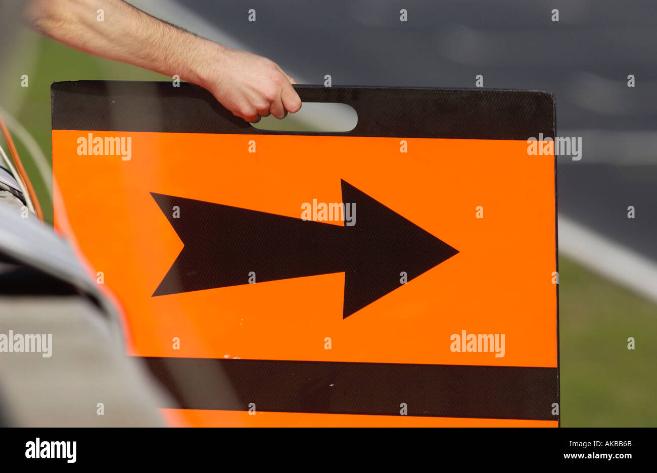 direction shield at a formula one race track Stock Photo - Alamy