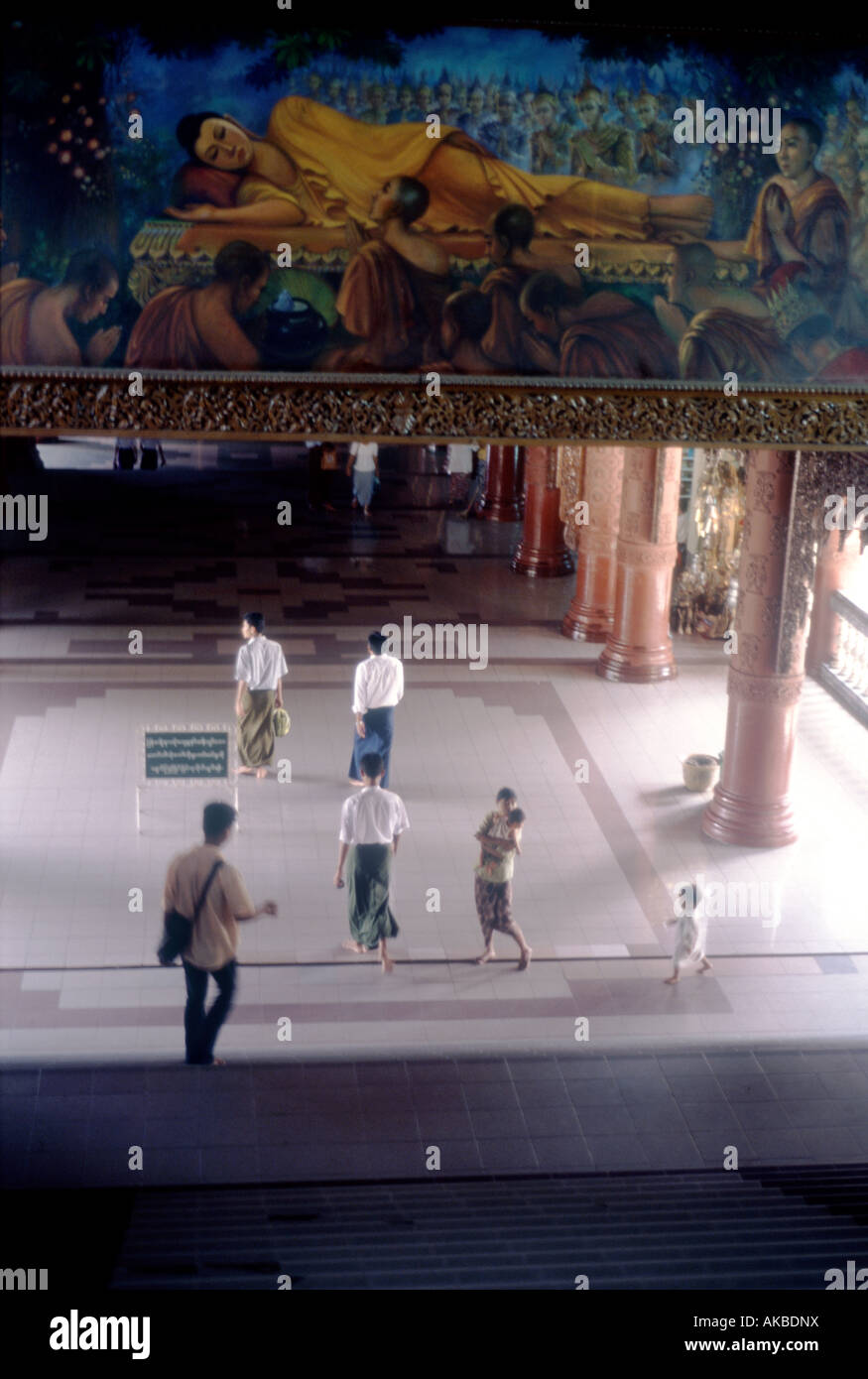 The view down the steps of a Buddhist Temple in Burma Stock Photo - Alamy