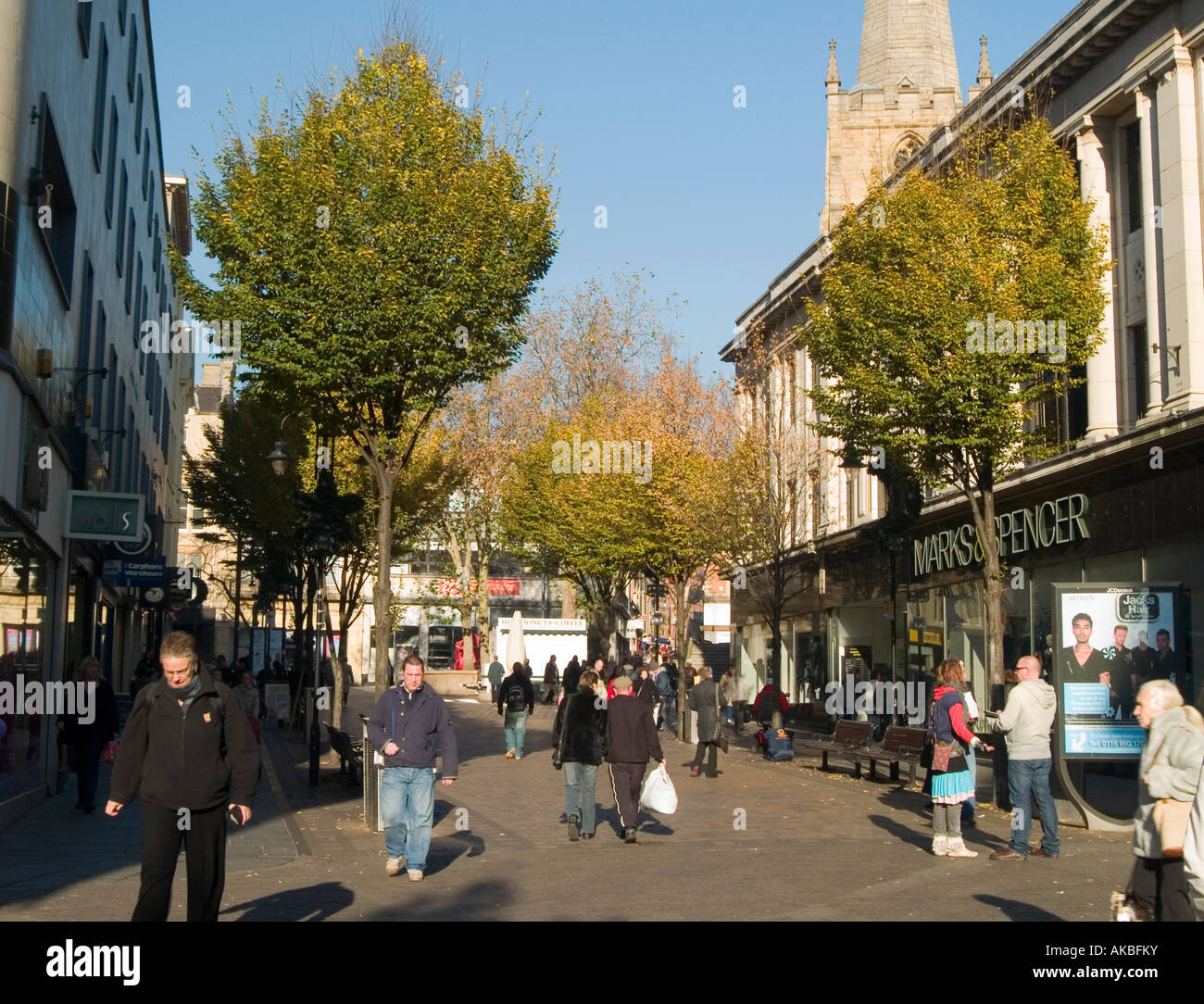 People walking along Lister Gate in Nottingham City Centre ...