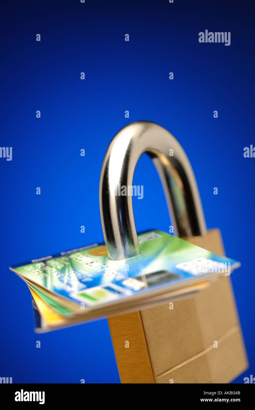 Blue line credit card lock hi-res stock photography and images - Alamy