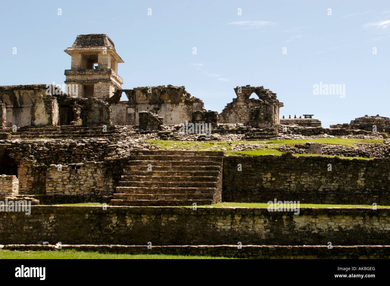 Mayan ruins and the surrounding rainforest at the Palenque Ruins in ...
