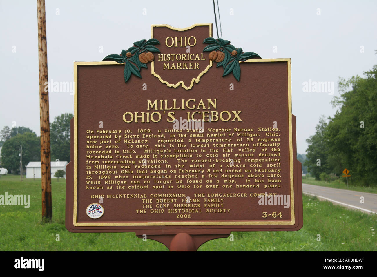 Historical Marker Milligan Ohios Icebox 39 degrees below zero on ...