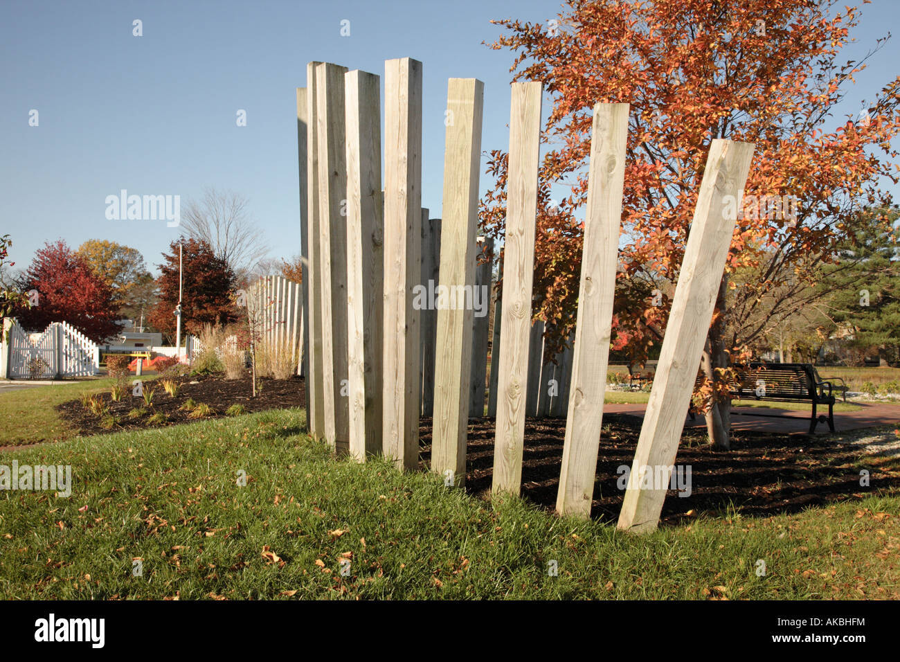 A small park near Squamscott River in downtown Exeter New Hampshire USA ...