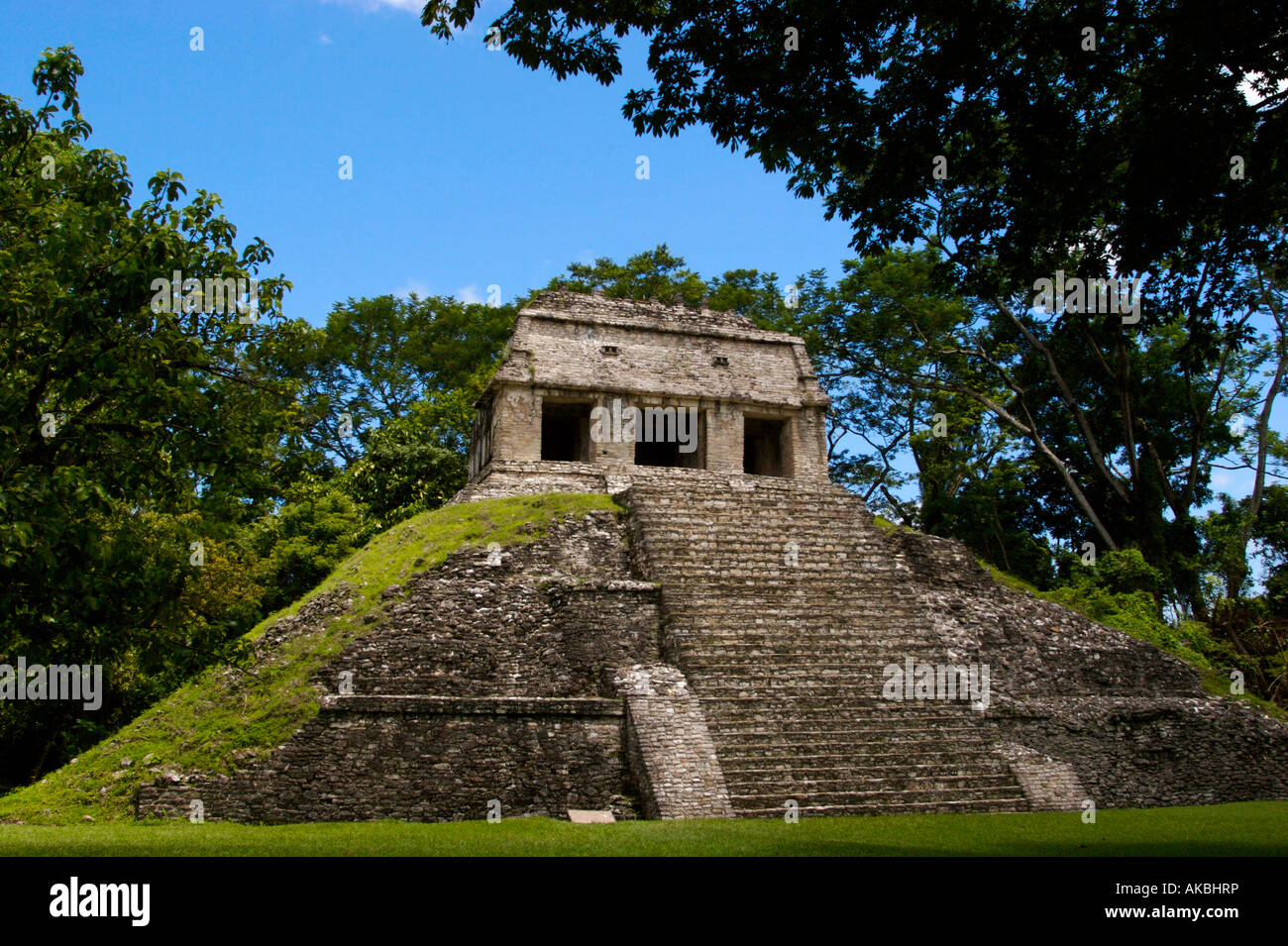 Mayan ruins and the surrounding rainforest at the Palenque Ruins in ...