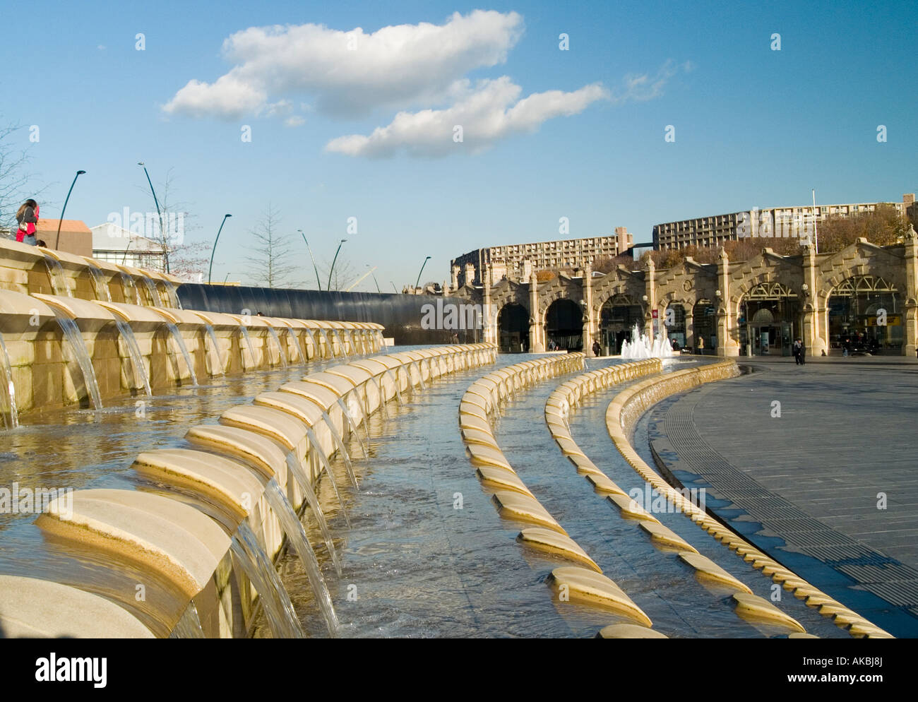 The water cascade in Sheaf Square, outside the Train Station in ...
