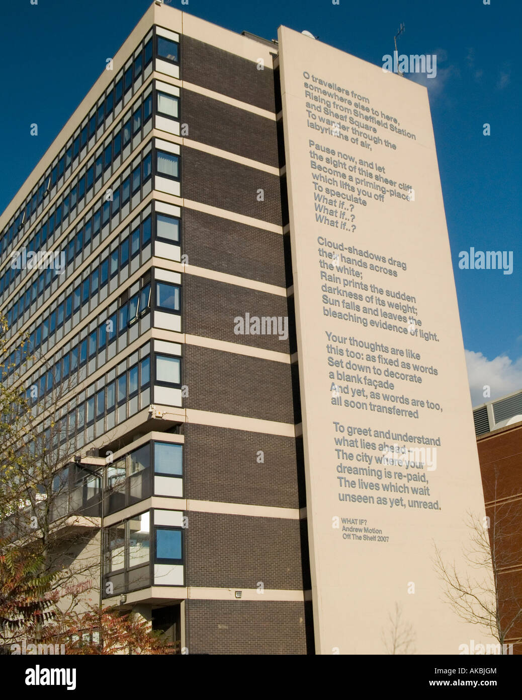 What if? A poem by Andrew Motion on the side of a Sheffield Hallam ...