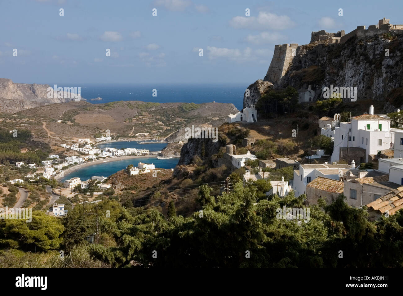 Looking down on Kapsali village and its double bay from Hora Kythira ...