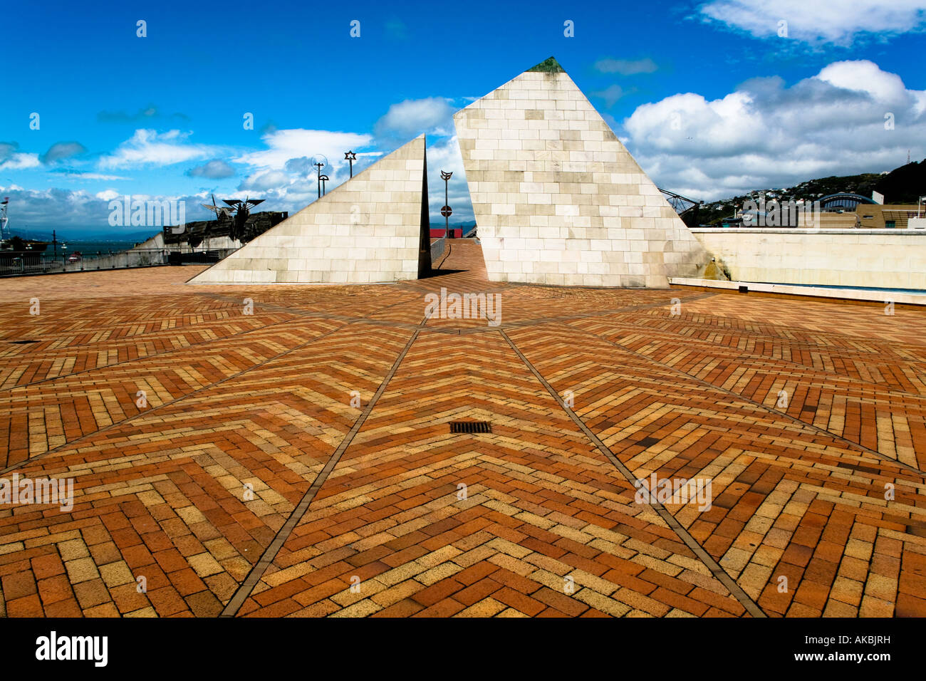 Stone segmented pyramid sculpture in Civic Square, Wellington, New ...