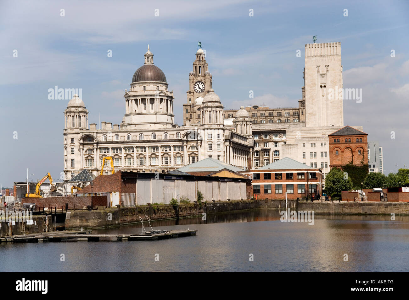 The Liver Building from the Hartley Quay with Canning Dock in front ...