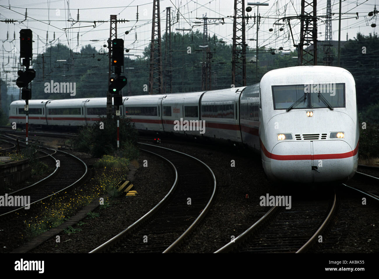 German Railways Inter-City-Express (ICE) passenger train arriving in ...