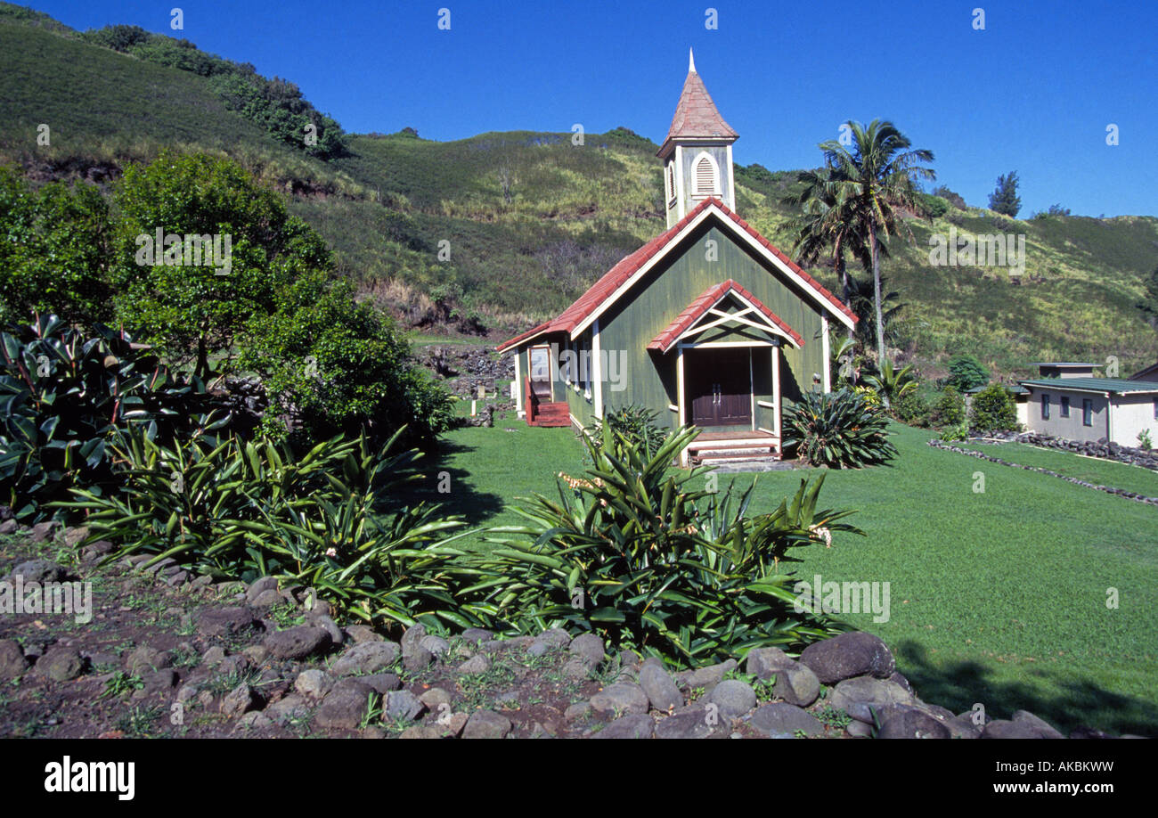 The historic church at Kahakuloa on the northern coast of Maui Stock ...