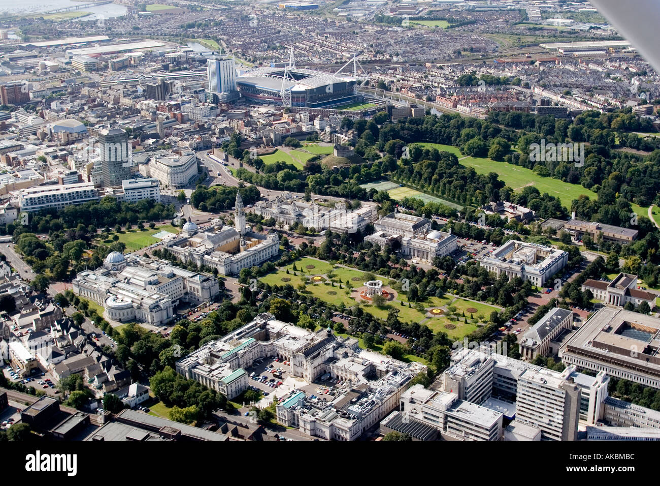 Aerial Cardiff Civic Centre Millennium Stadium Cardiff City South Wales ...