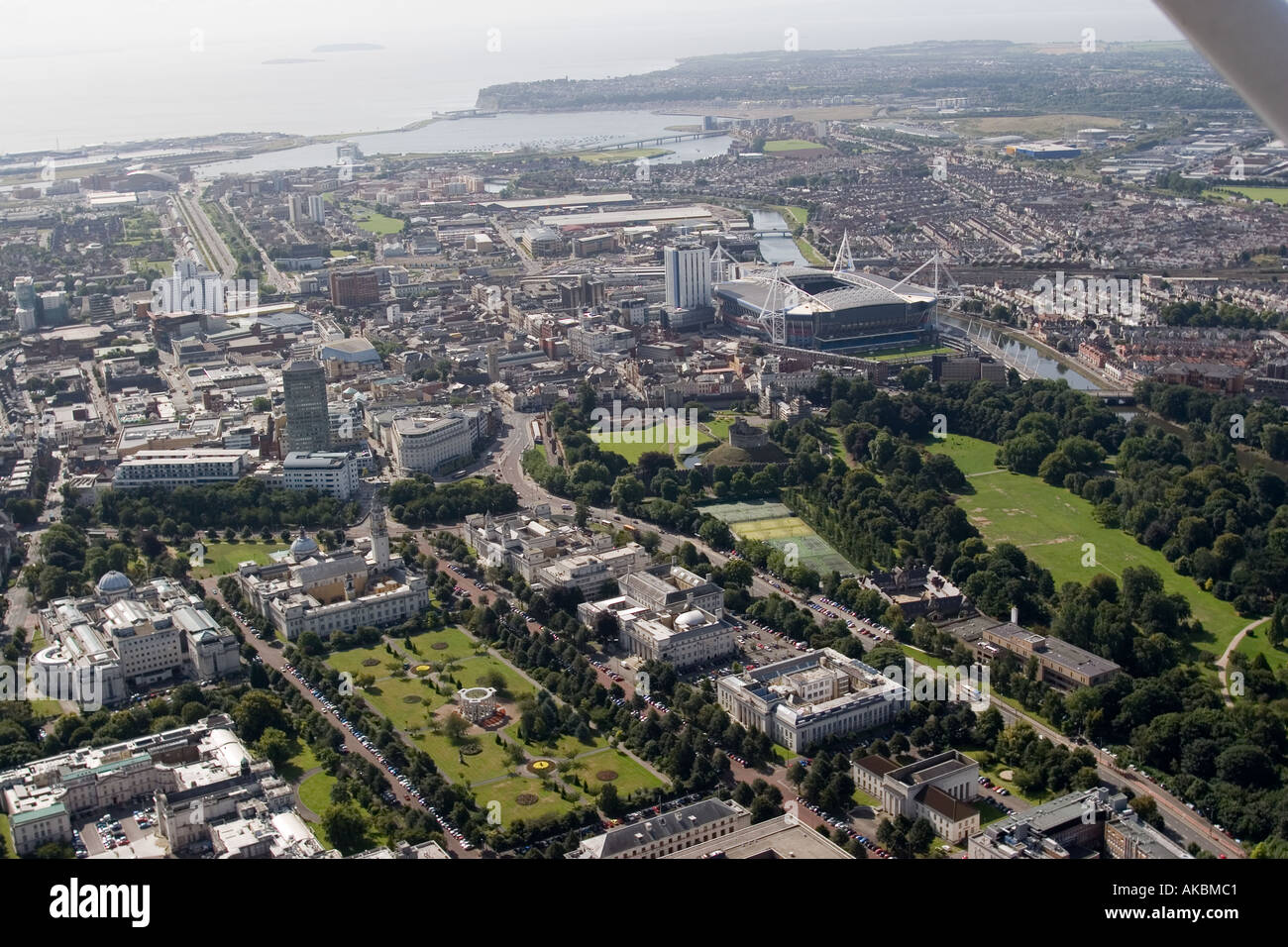 Aerial Cardiff Civic Centre Millennium Stadium Cardiff City South Wales ...