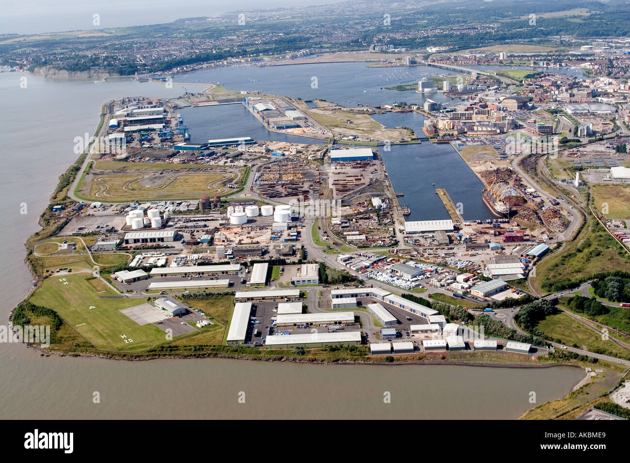Aerial Docks Cardiff Bay South Wales Stock Photo - Alamy