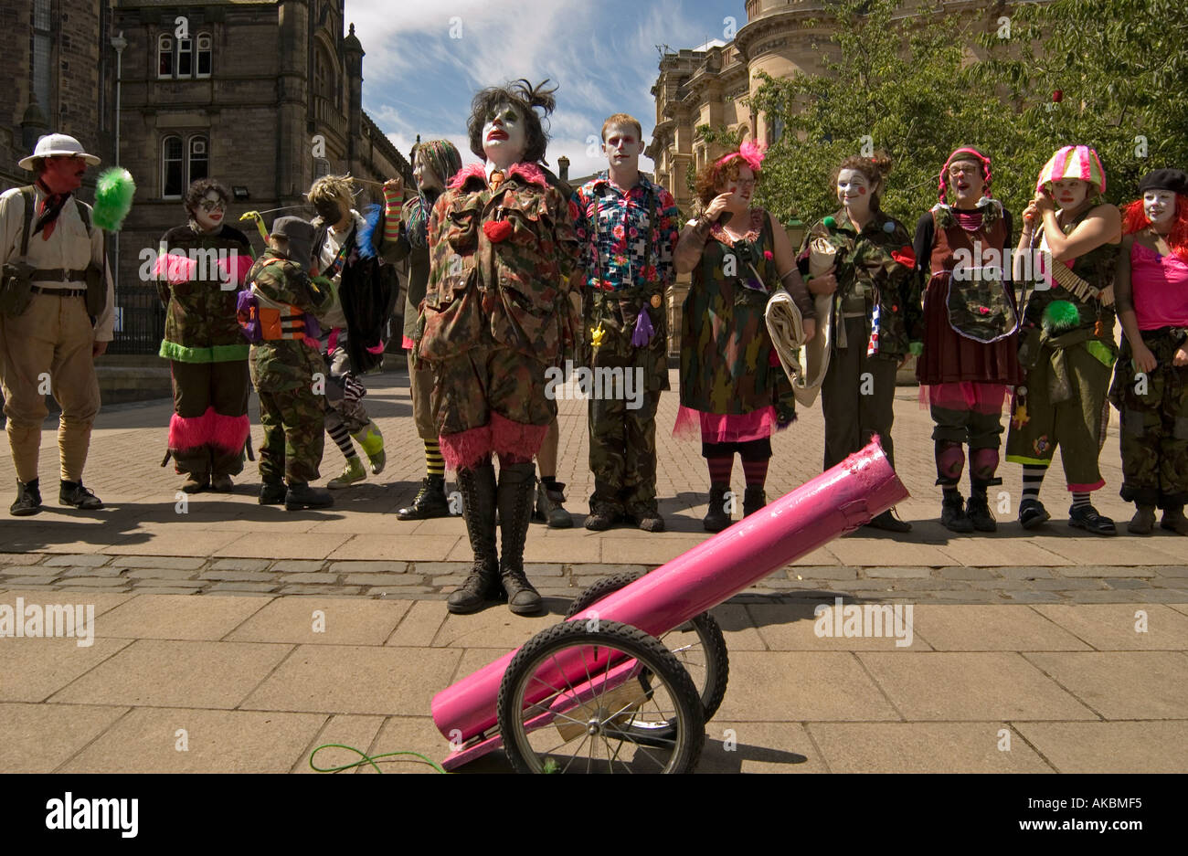 The CIRCA - Clandestine Insurgent Rebel Clown Army and pink machine gun Stock Photo - Alamy