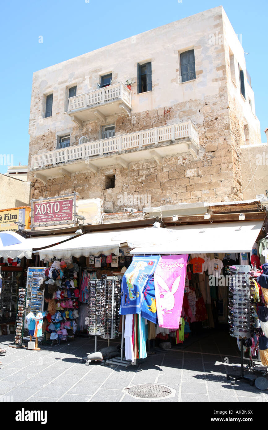 A Greek souvenir shop in Hania Crete with the usual clutter of beach ...