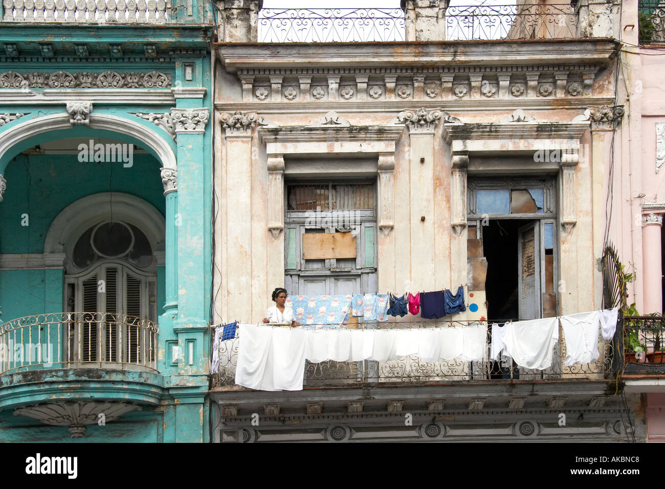 Frontage Paseo del Prado Central Havana Cuba Crumbling facades of ...