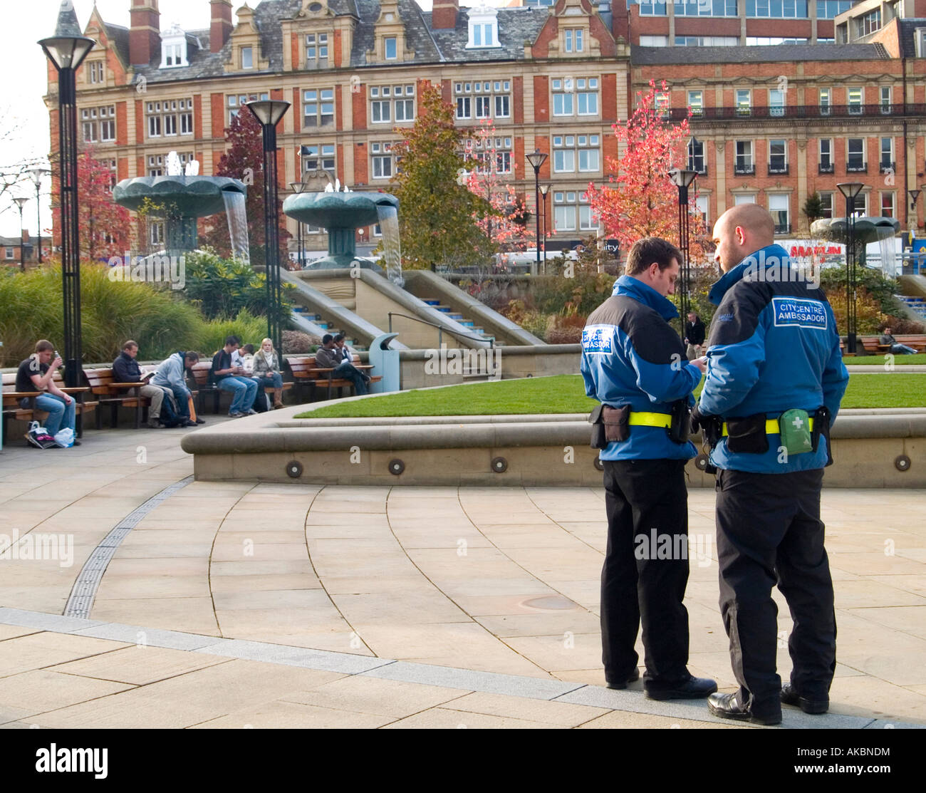Two city centre Ambassadors watch over the Peace Gardens in Sheffield ...