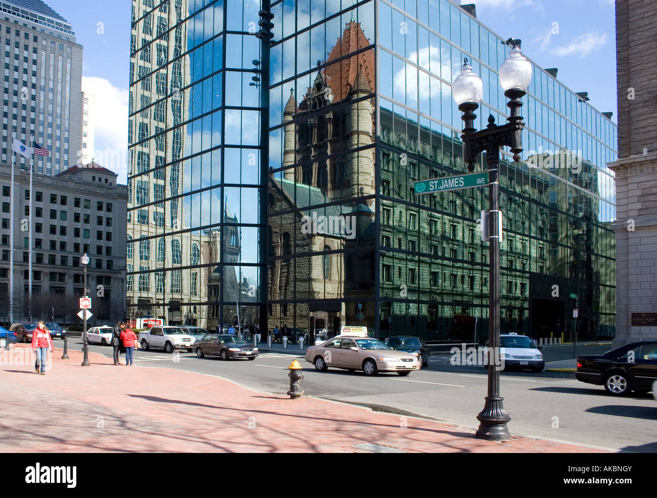 Trinity Church reflected in John Hancock Tower Boston Stock Photo - Alamy