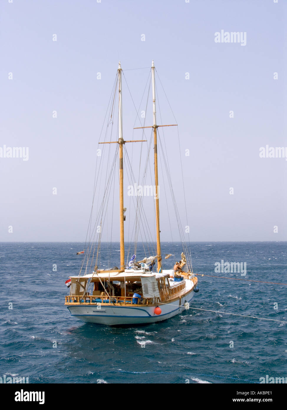 Egypt Diving scuba liveaboard sailing boat Rosinante moored at Shag ...