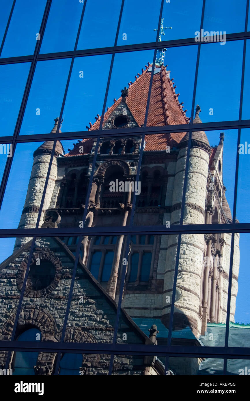 Trinity Church reflected in John Hancock Tower Boston Stock Photo - Alamy