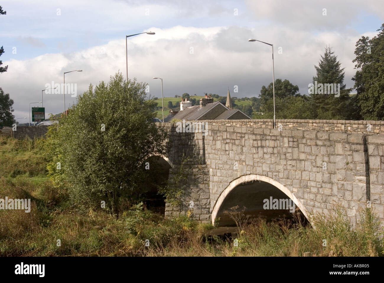 Wales Gwynedd Bala old stone bridge over River Tryweryn Stock Photo - Alamy