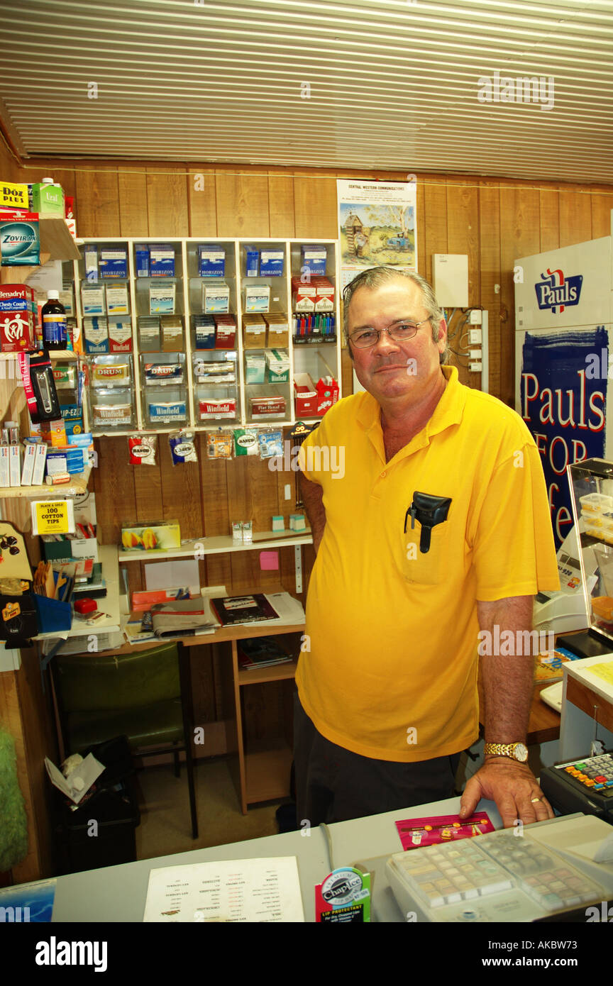 shop keeper in convenience store outback queensland Australia Stock ...